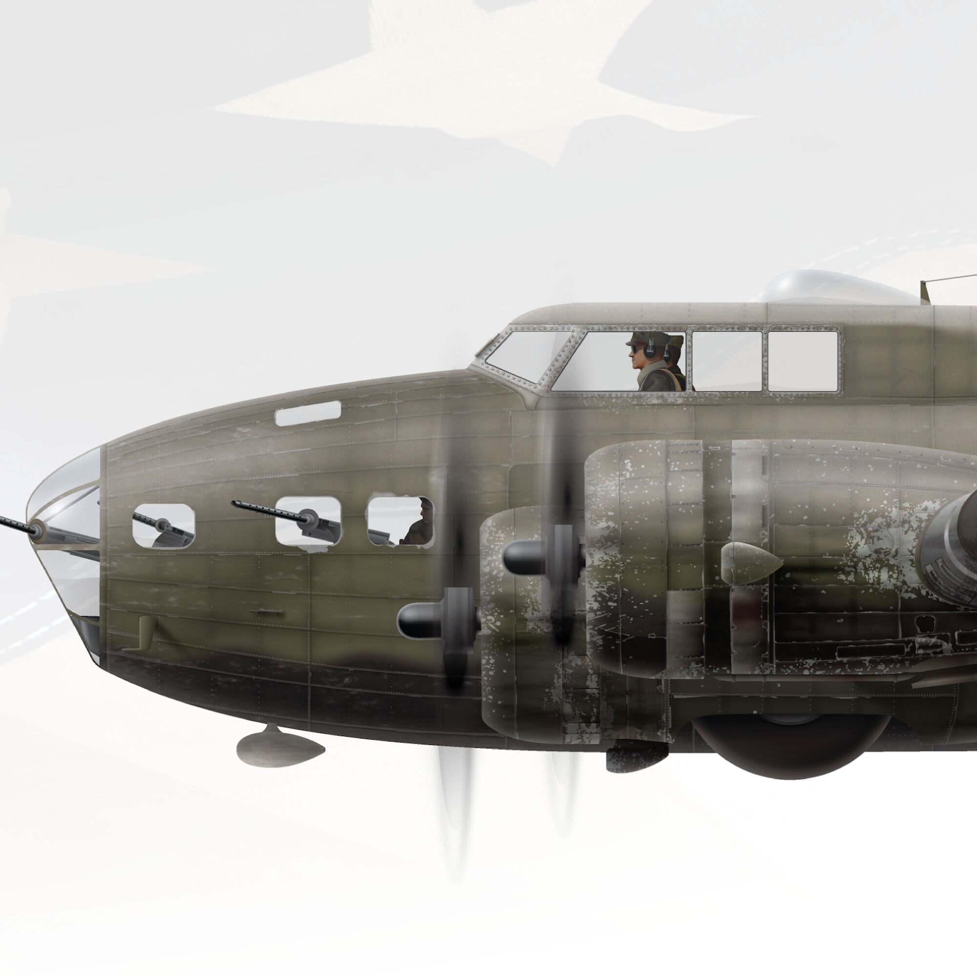 B-17D Flying Fortress the Swoose 40-3097 14BS Side View USAAF Bomber ...