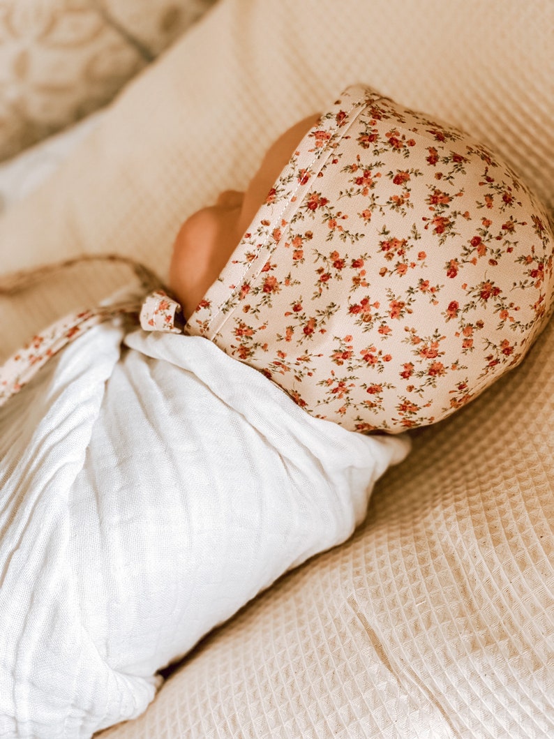 Baby Girl Bonnet Linen Rose Bonnet Baby Hat | Etsy