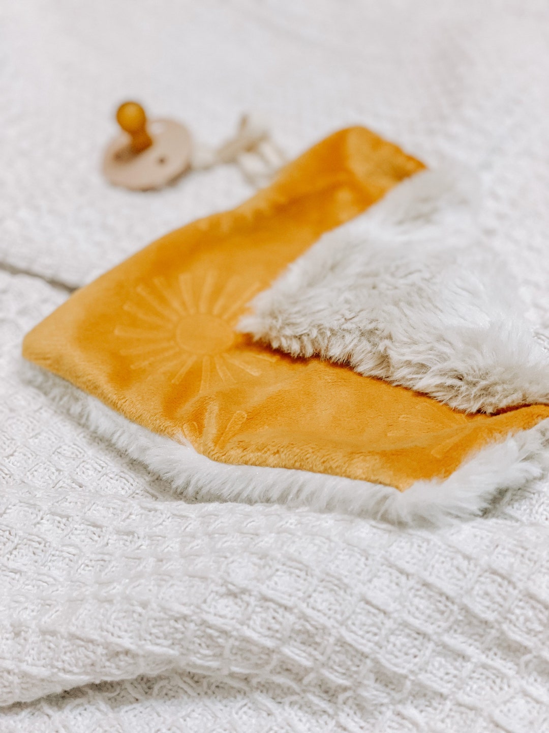 Sun Boho Minky Faux Fur Pacifier Lovey, Binky Holder, Fur Baby Cuddler ...