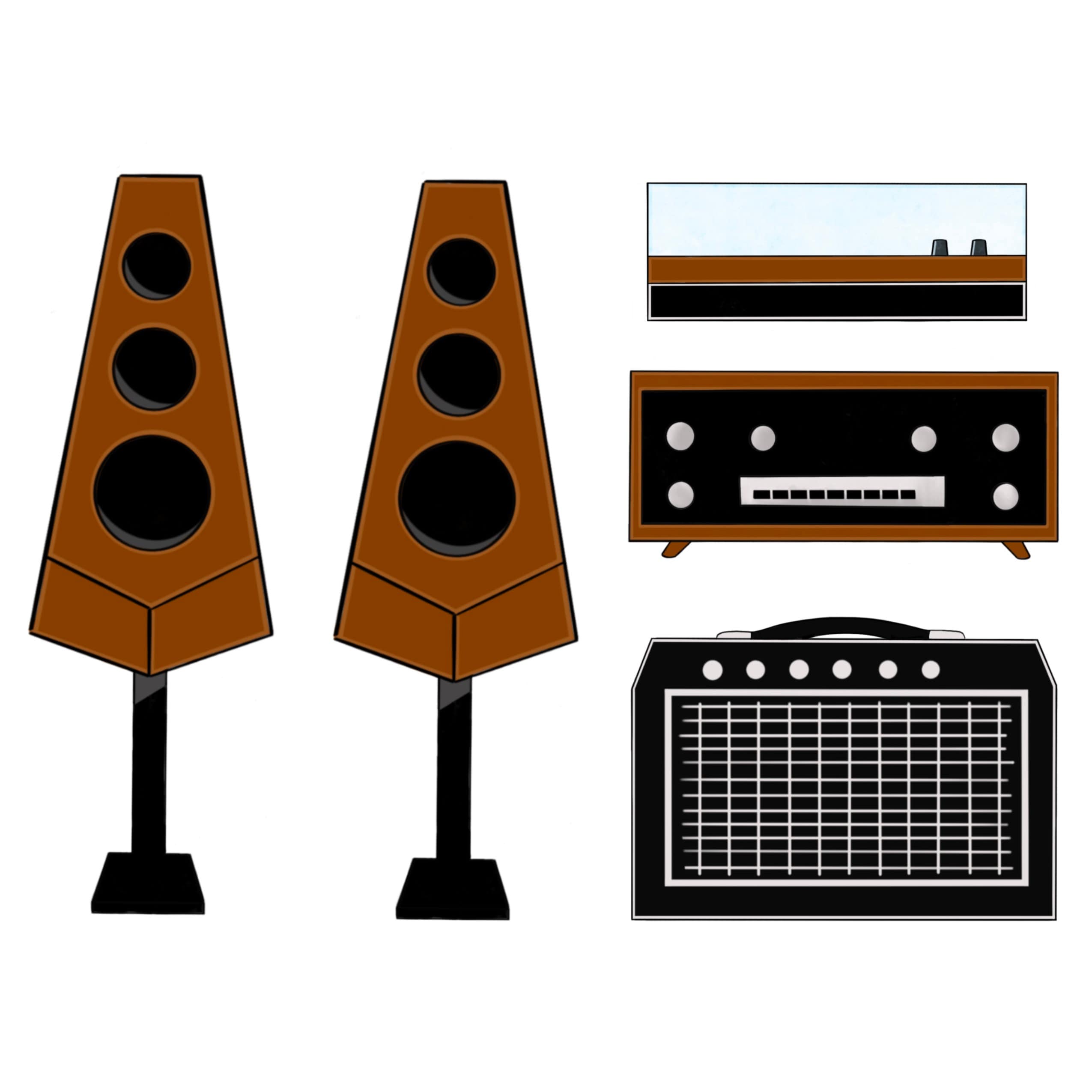 Music Room Graphics - Hand Drawn Digital Illustrations, Commercial Use ...