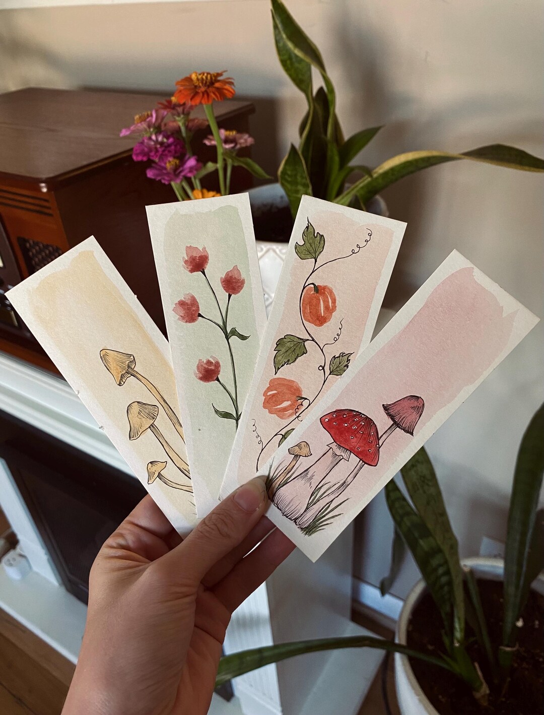 Autumn Bookmarks. Hand Painted Bookmarks, Painted Bookmarks, Mushroom ...