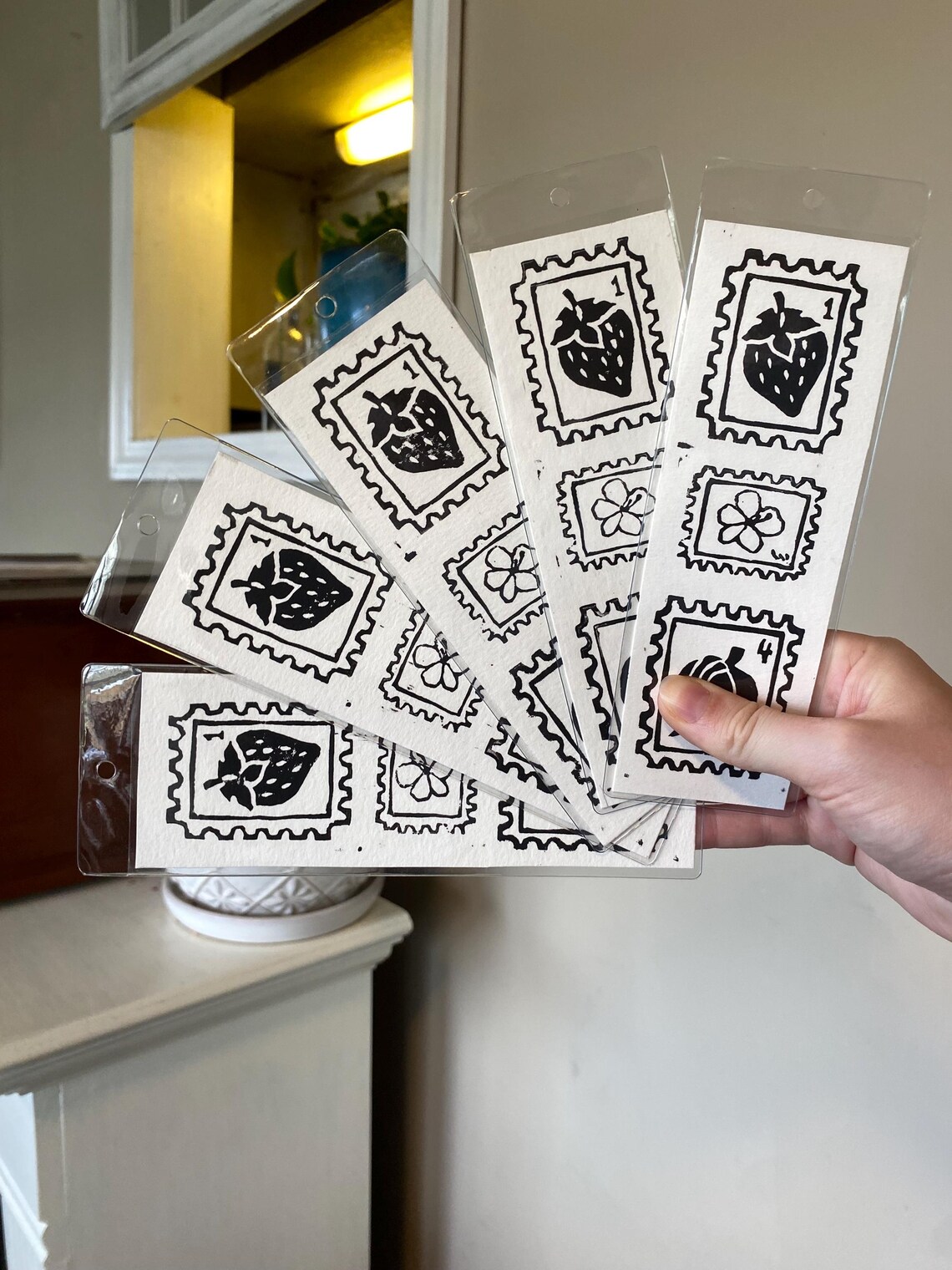 Fruit Stamp Linocut Bookmarks. Linocut Bookmarks, Linocut Prints ...