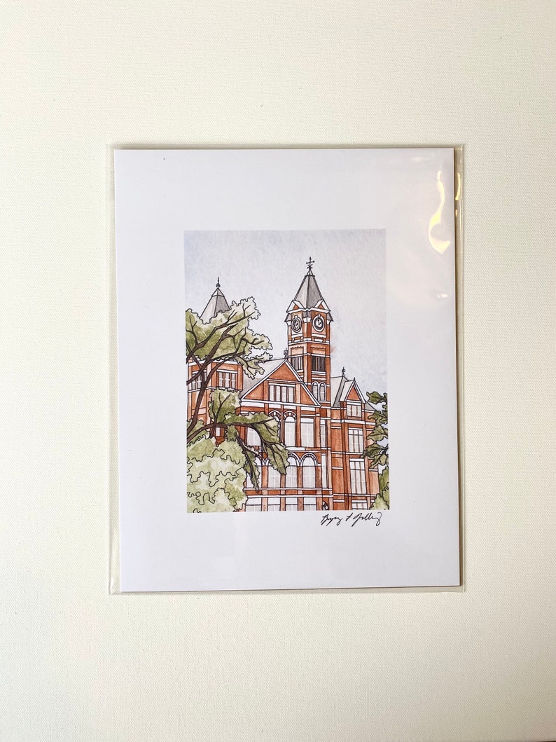Samford Hall Watercolor Prints 5x7 and 8x11.5 Size Options - Etsy