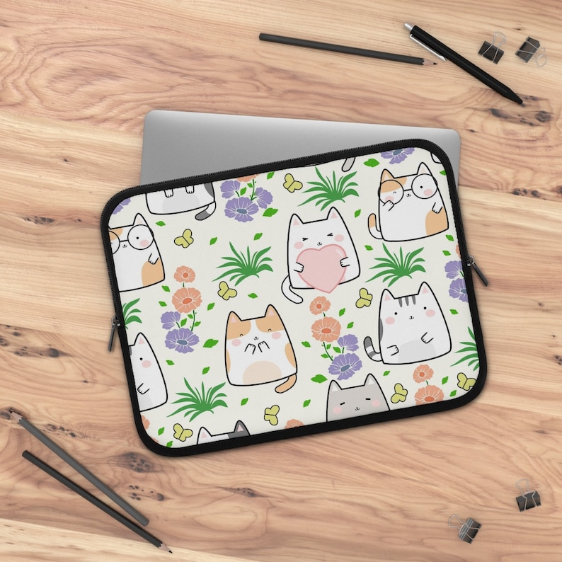Cute Kitty Laptop and Tablet Sleeve Animal Cat Design, Kawaii Cat ...