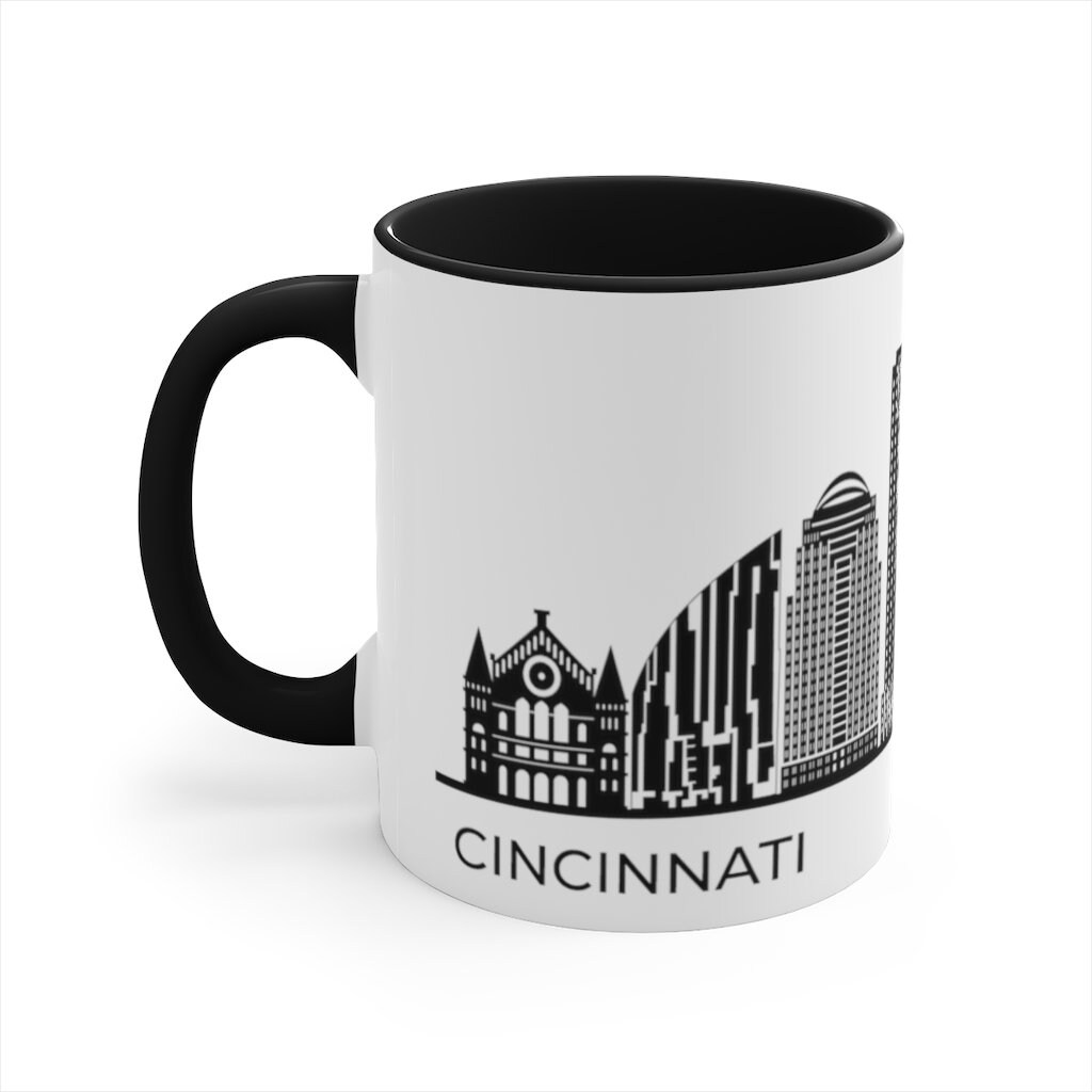 City COFFEE Mug, Black and White COFFEE MUG, Cincinnati Trendy Coffee ...