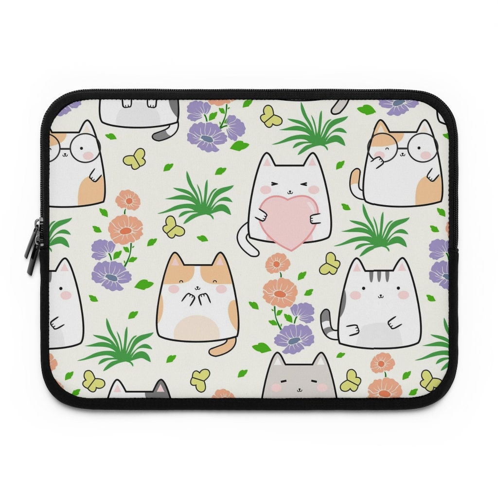 Cute Kitty Laptop and Tablet Sleeve Animal Cat Design, Kawaii Cat ...