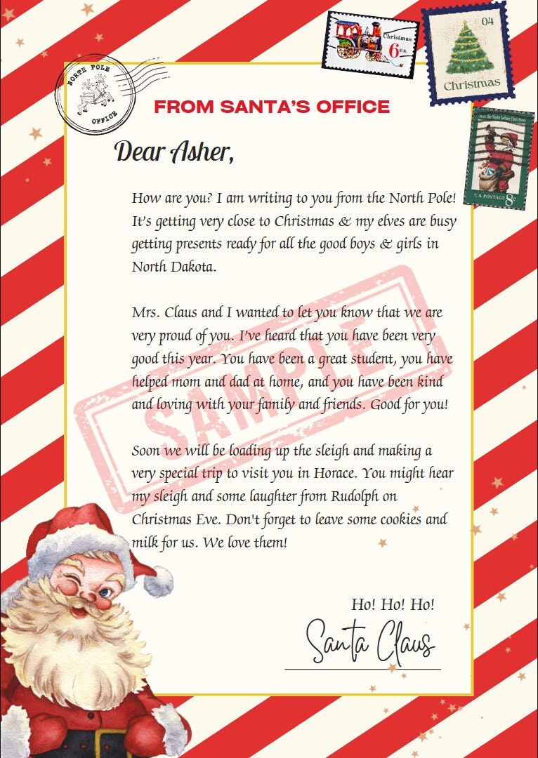 Santa Letters Package Official Letter From Santa Santa's Nice List Certificate North Pole ...