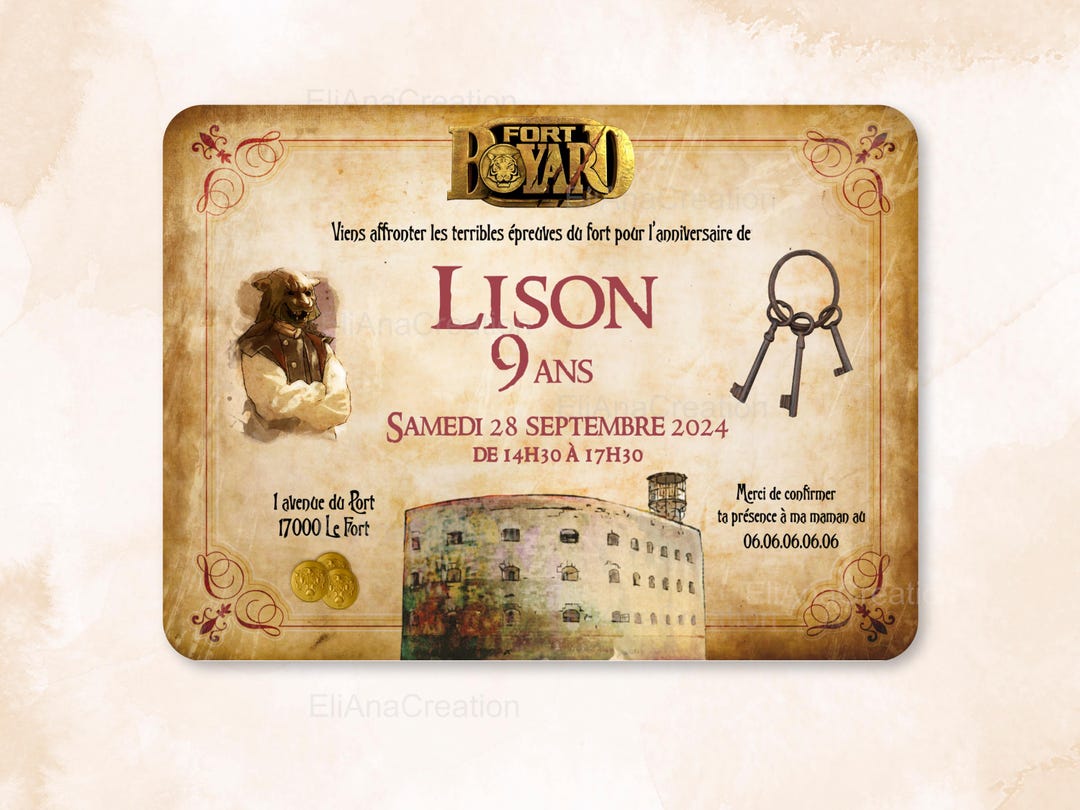 Personalized Birthday Invitation Card on the Fort Boyard Theme ...