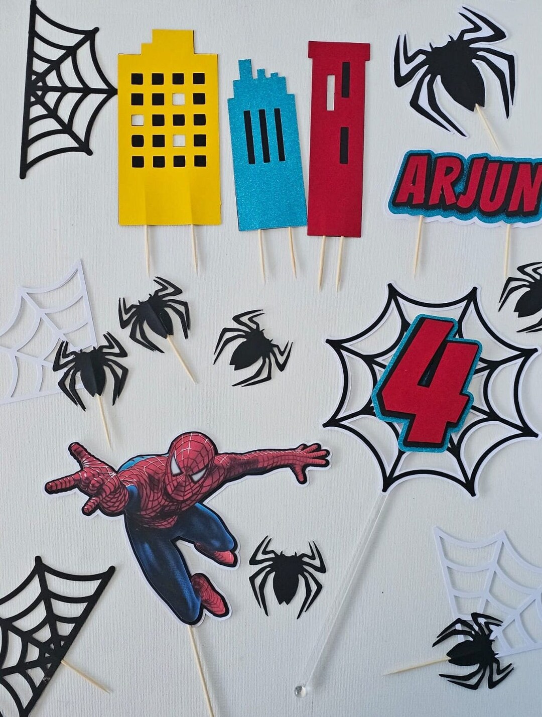 Spider-man Cake Toppers Set Spiderman Cupcake Toppers Custom - Etsy
