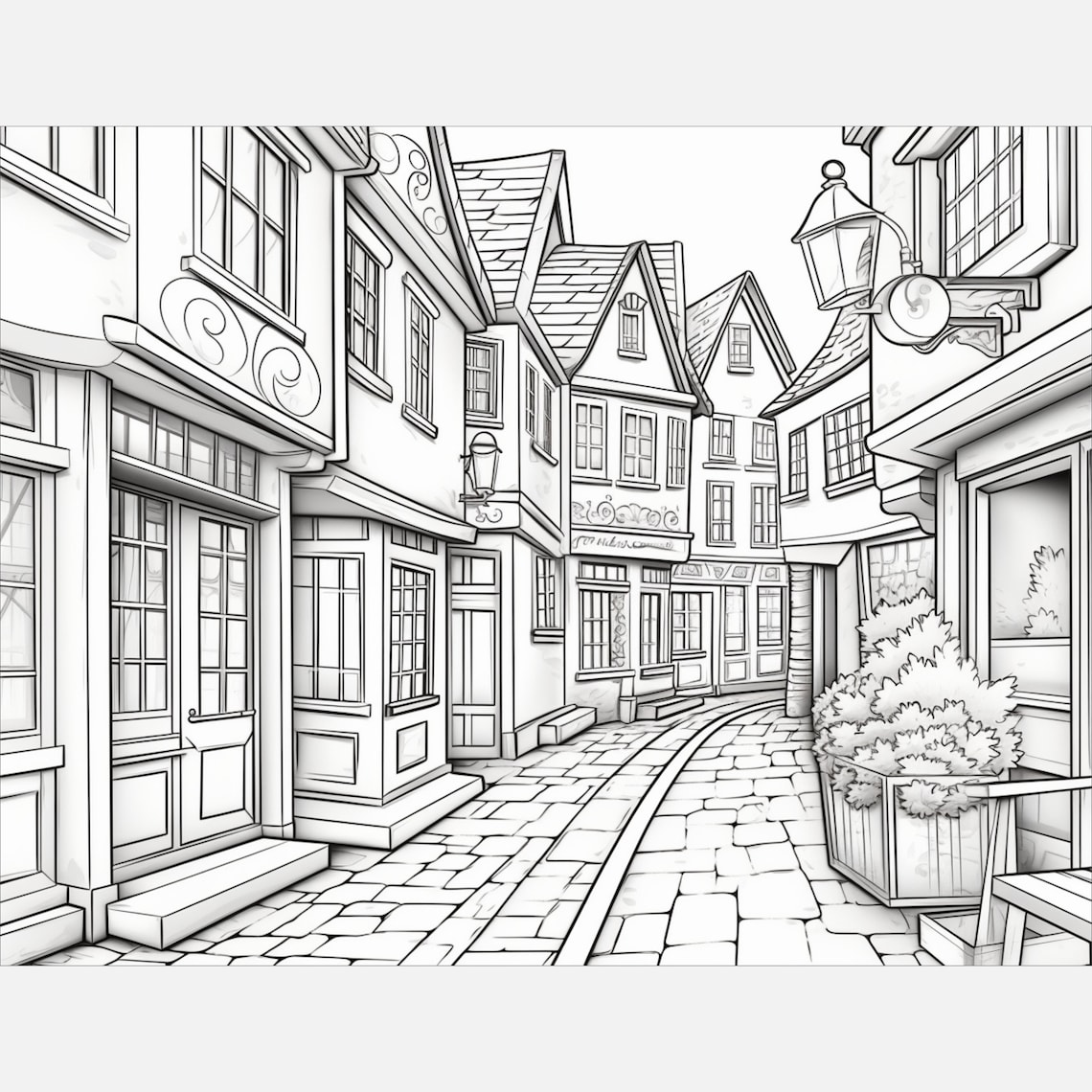 50 Street Scenes Colouring Pages for Adults Urban City Streets With ...