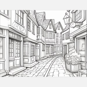 50 Urban Street Scenes Coloring Pages for Adults (PDF Download) - Etsy
