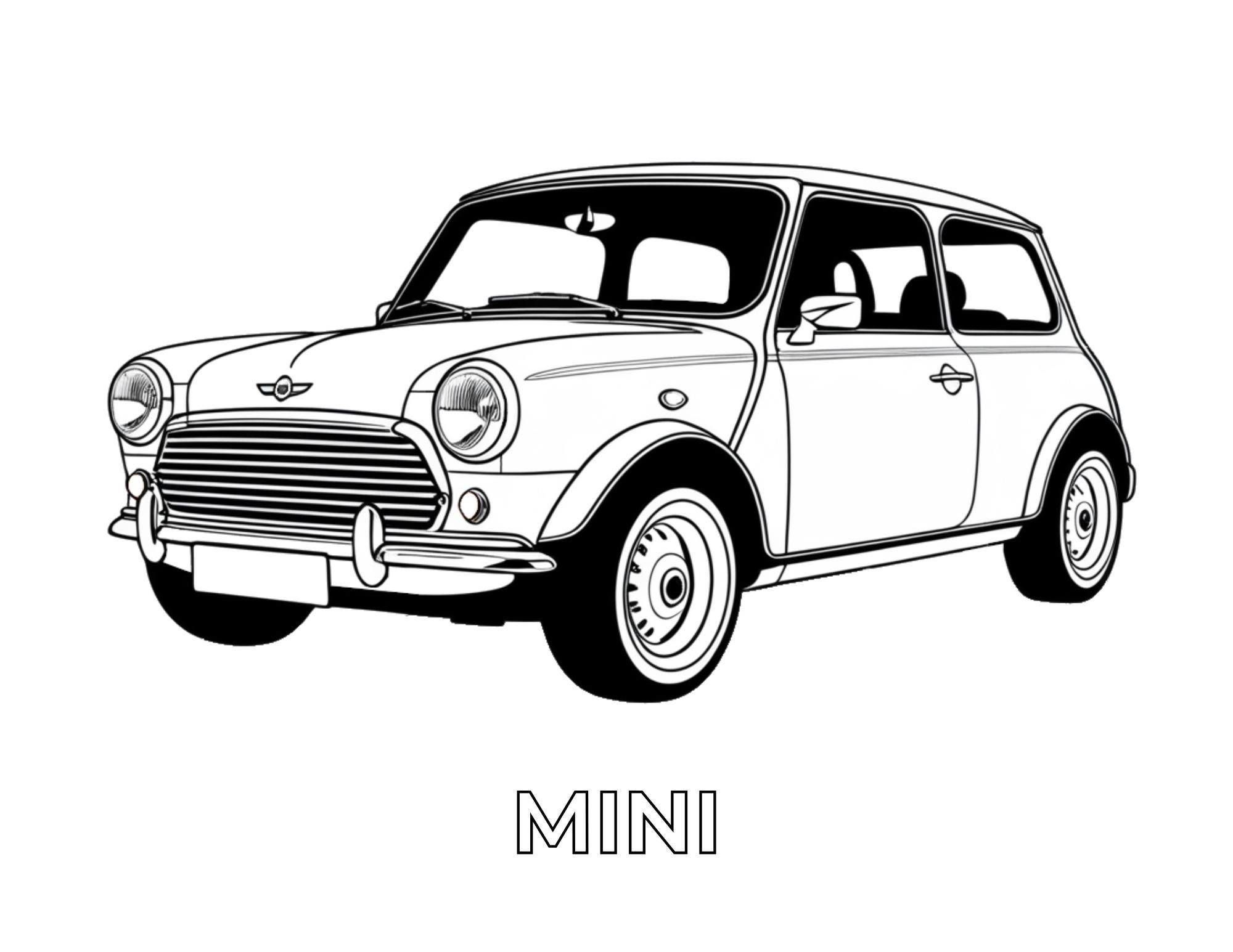 6 Mini Colouring Pages for Adults - Classic British Mini Cooper Car ...
