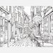 50 Street Scenes Colouring Pages for Adults Urban City Streets With ...