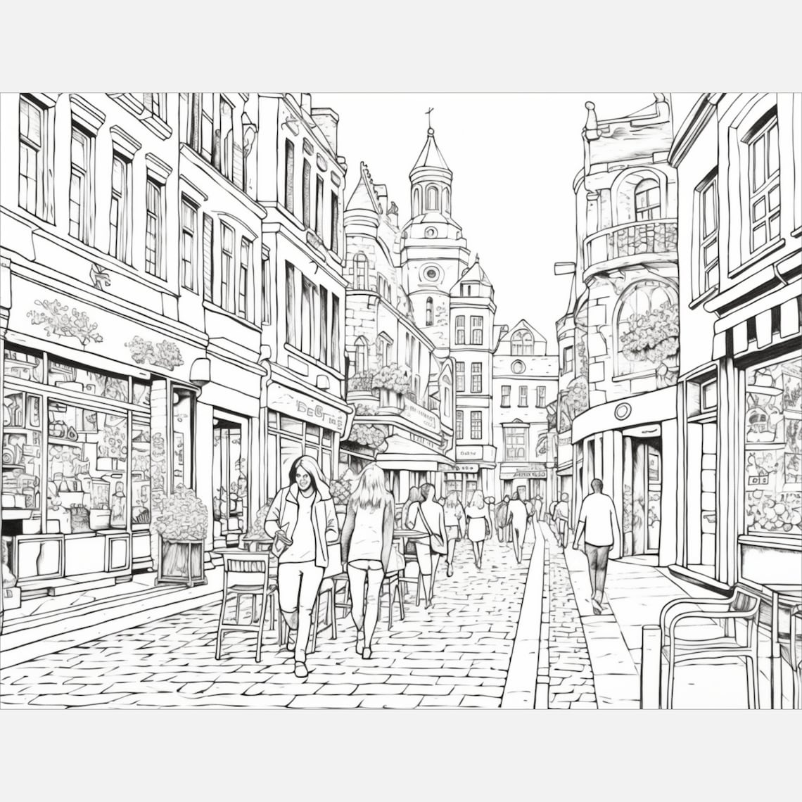 50 Street Scenes Colouring Pages for Adults Urban City Streets With ...