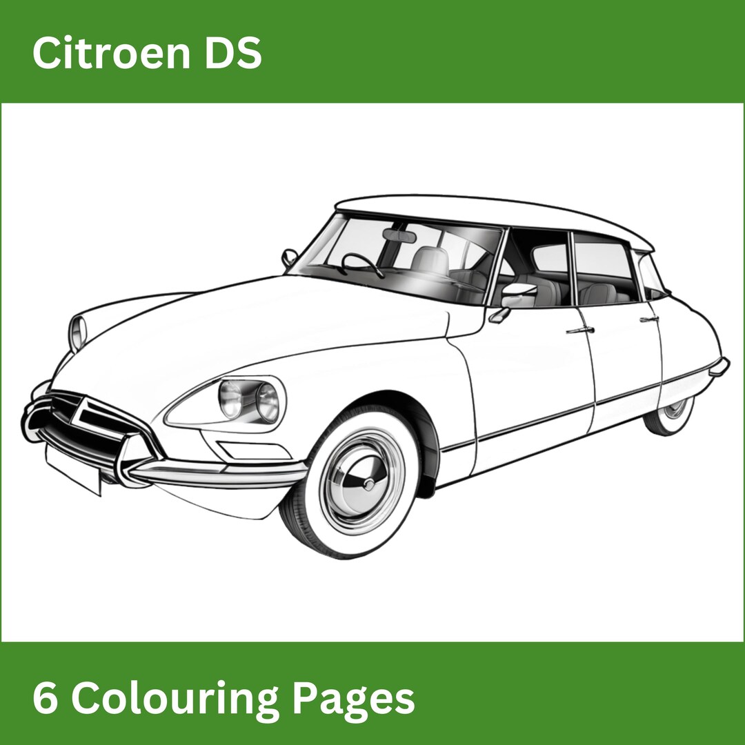 6 Citroen DS Colouring Pages for Adults Classic French Car Style Icon ...