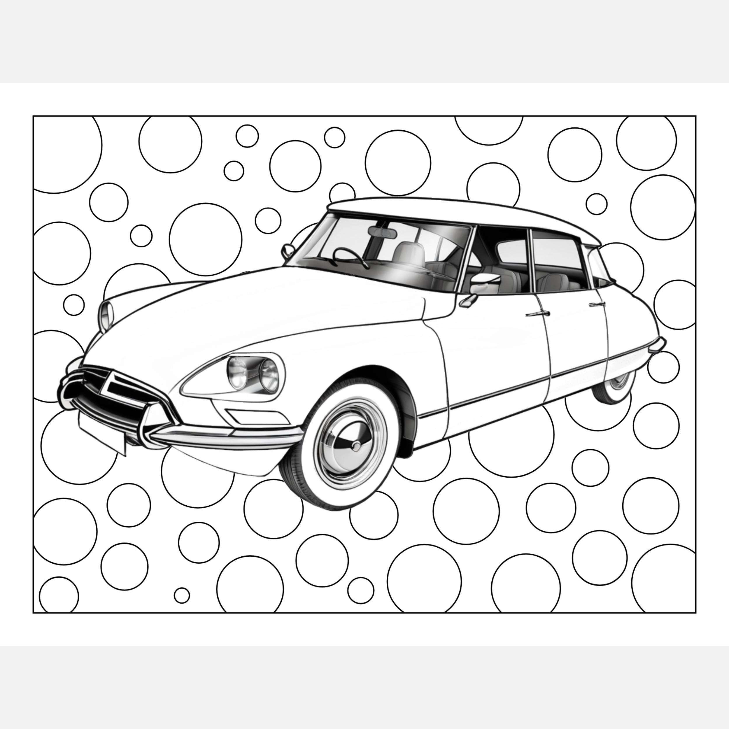6 Citroen DS Colouring Pages for Adults Classic French Car Style Icon ...