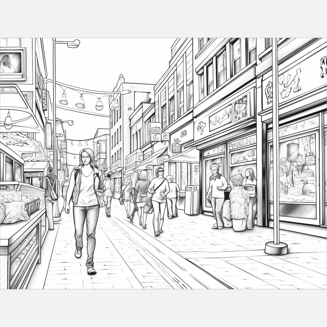 50 Street Scenes Colouring Pages for Adults Urban City Streets With ...
