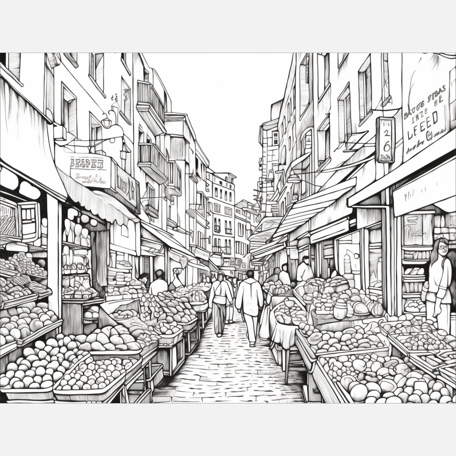 50 Street Scenes Colouring Pages for Adults - Urban City Streets With ...