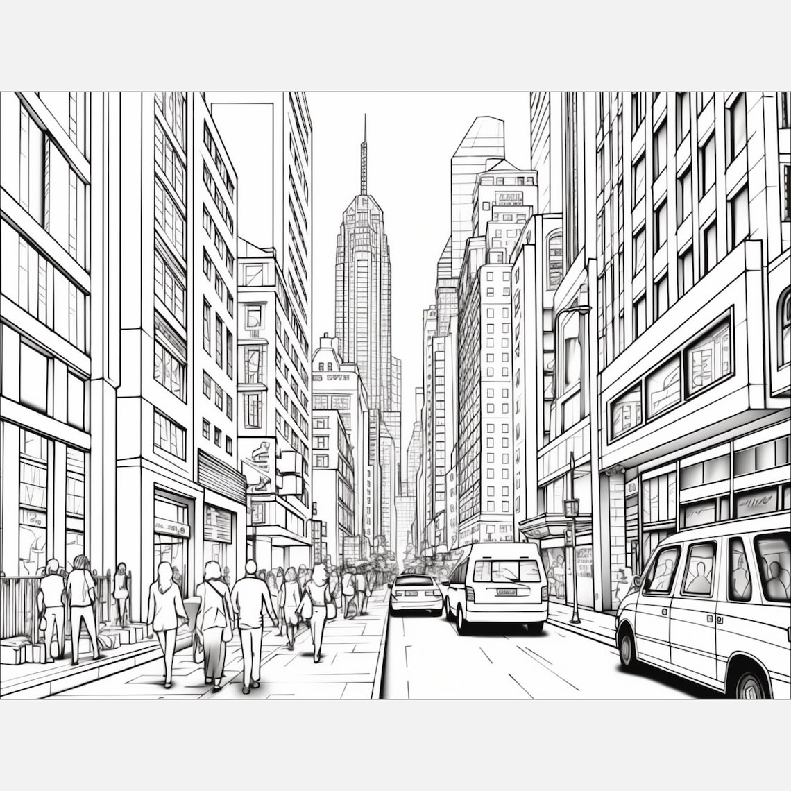 50 Street Scenes Colouring Pages for Adults Urban City Streets With ...