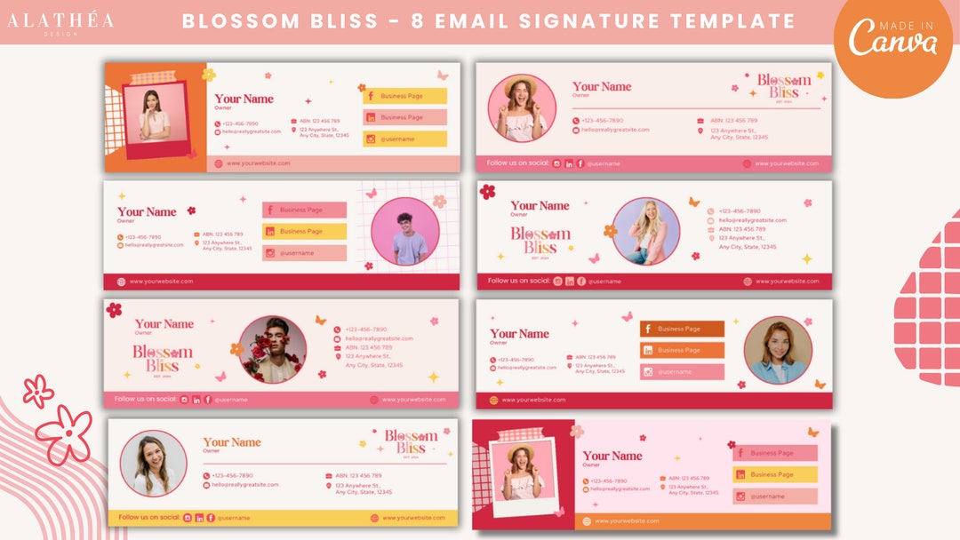 Blossom Bliss Email Signature Template Canva, Small Business Email ...