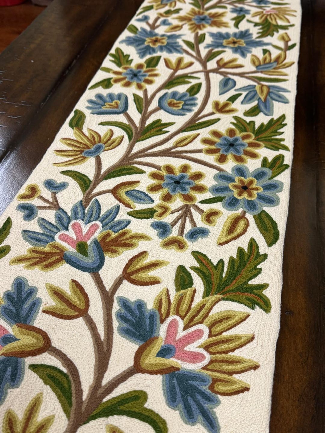Handmade Floral Embroidered Table Runner, 12x60, Spring Dining Table ...