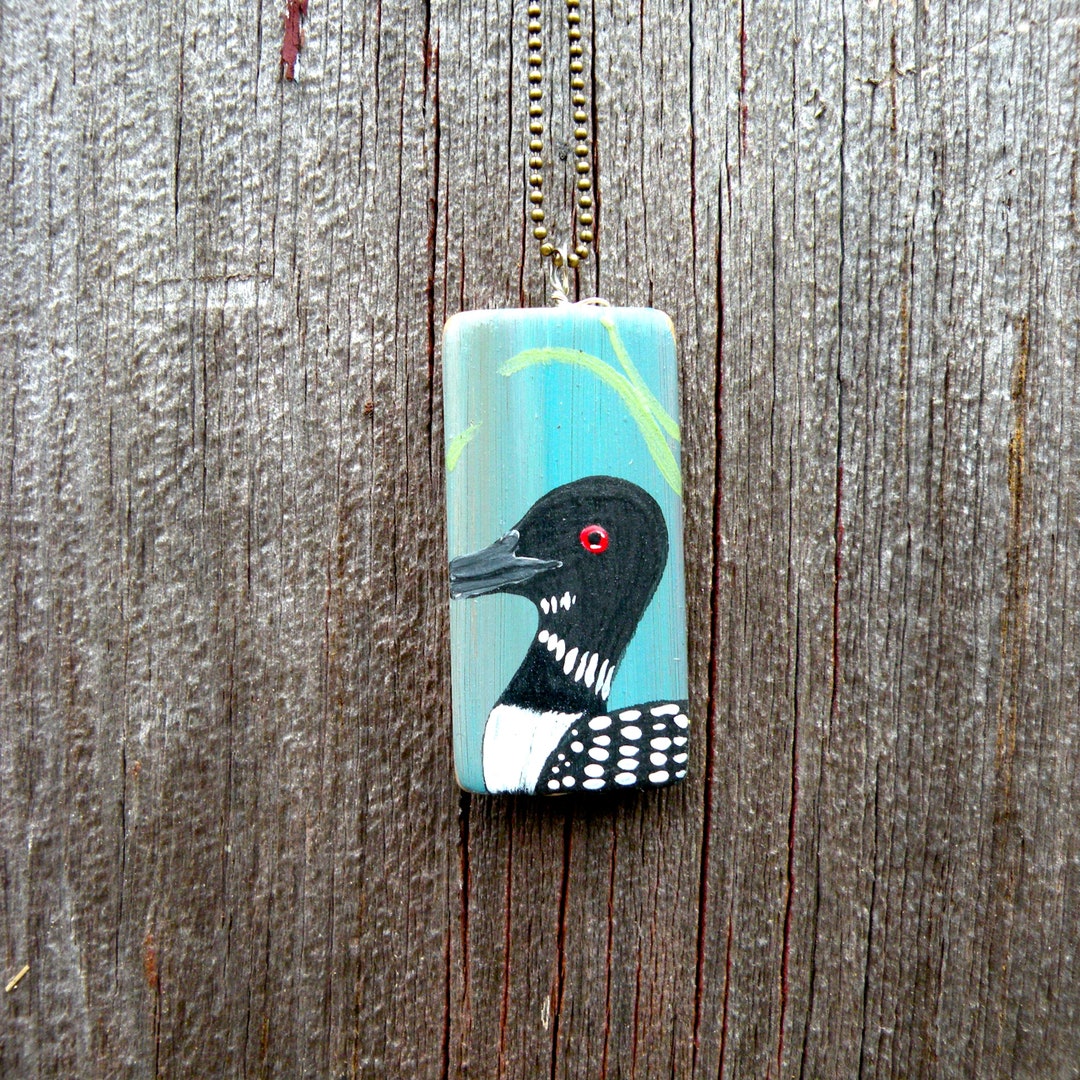 Loon Art Pendant Loon Necklace Painted Loon Necklace Loon - Etsy