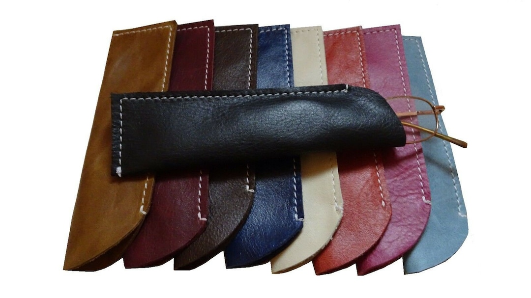 Slim Glasses Case 90 SOLD Specs Reading Real Leather Sun Sleeve Pouch ...