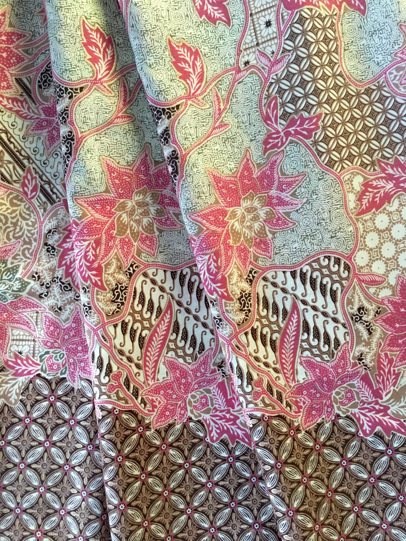 A Beautifully Designed Indonesian Batik Printed Fabric With Pink and ...