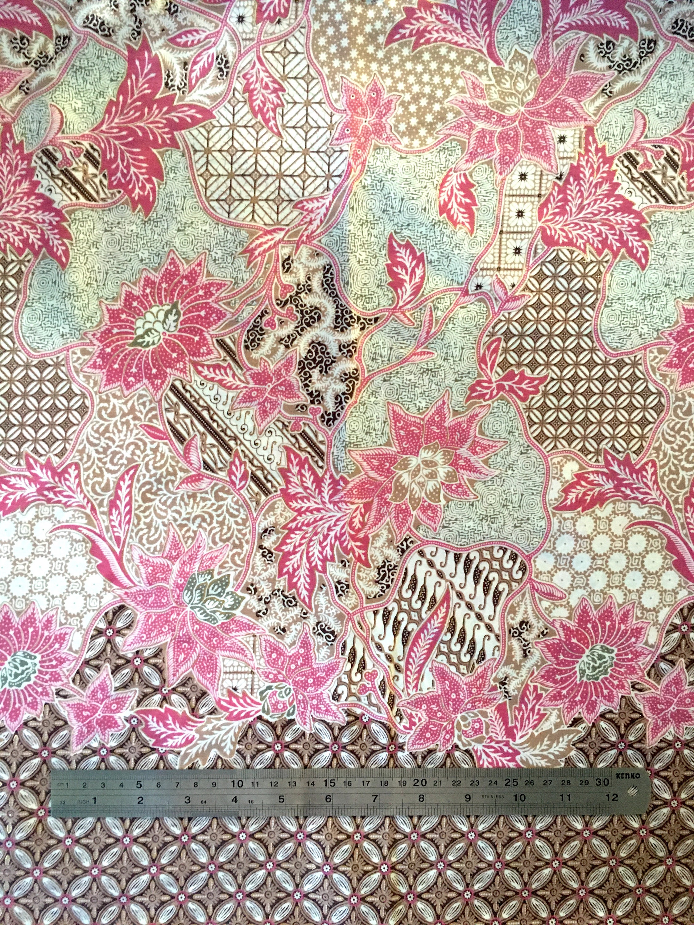 A Beautifully Designed Indonesian Batik Printed Fabric With Pink and ...