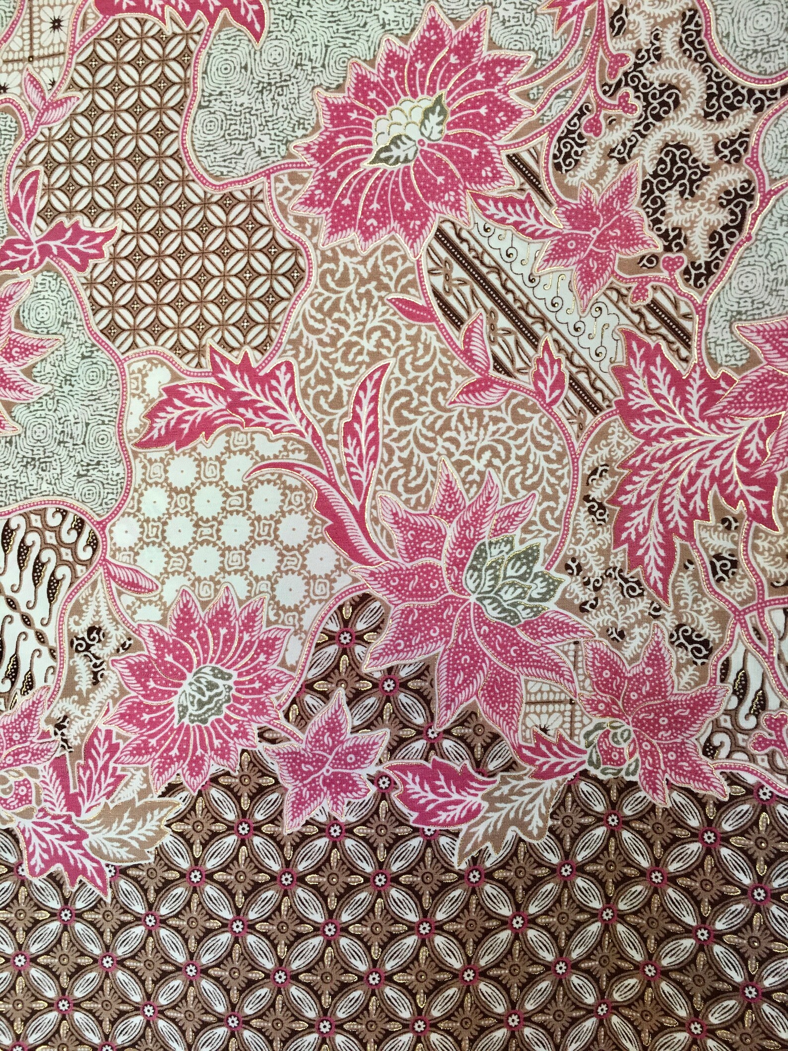 A Beautifully Designed Indonesian Batik Printed Fabric With Pink and ...