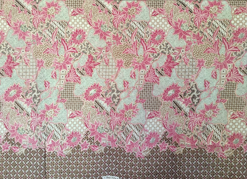 A Beautifully Designed Indonesian Batik Printed Fabric With Pink and ...