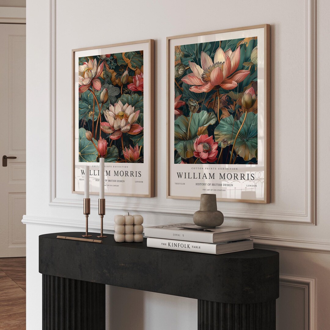William Morris Lotus Flower Art Prints Set of 2 | Botanical Wall Art ...