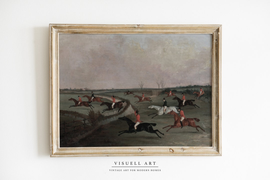 Vintage Hunting Art, Fox Hunting Gifts for Men, Vintage Oil Painting ...