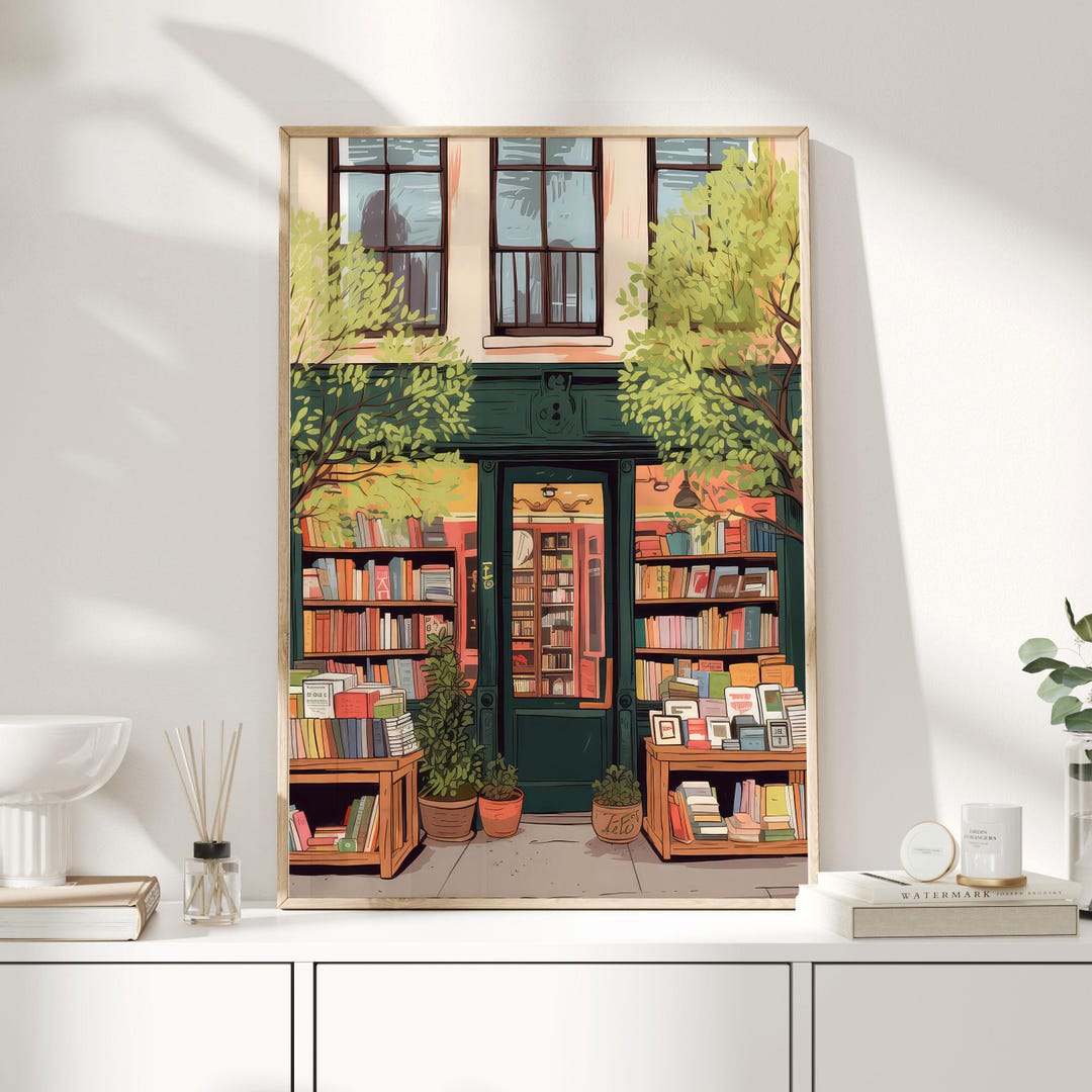 Vintage Book Store Poster, Book Shop Print, Book Lovers Gift, Reading ...