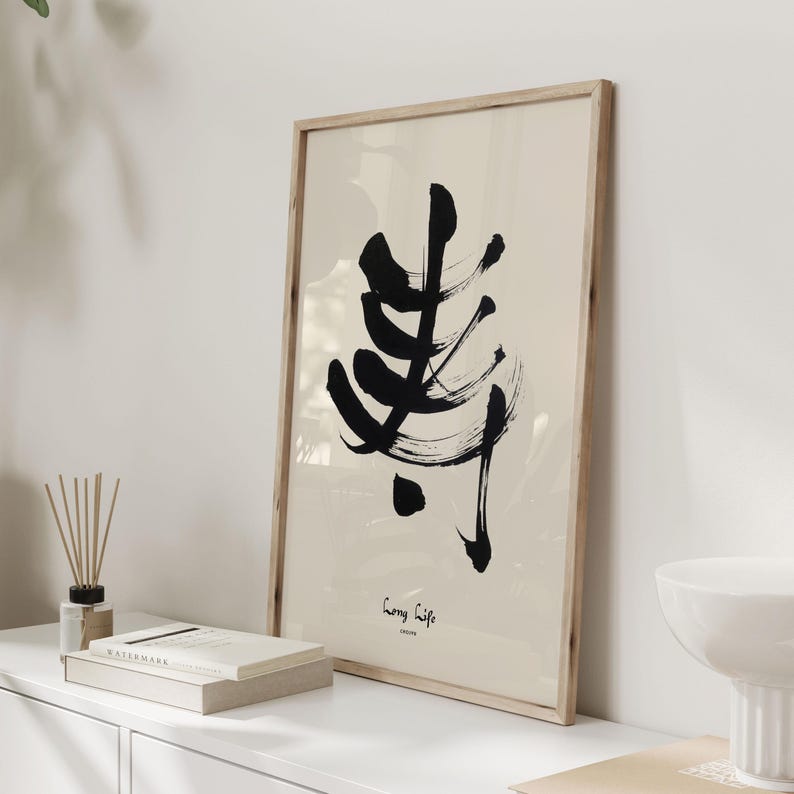 Kanji Art, Long Life Art, Japanese Wall Art, Japanese Poster, Japandi ...