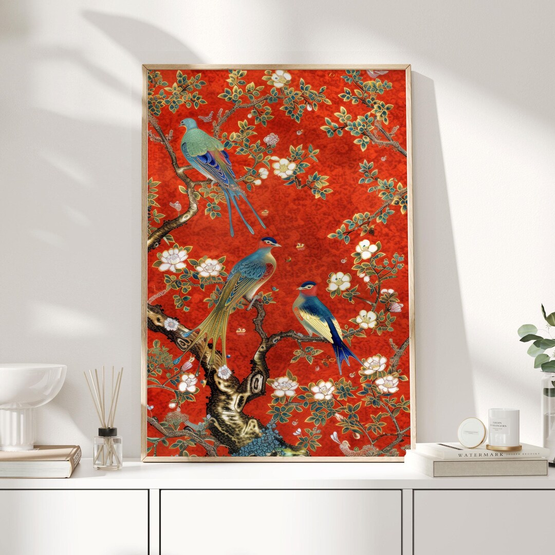 Asian Poster, Asian Art, Asian Decor, Red Print, Red Wall Art, Chinese ...