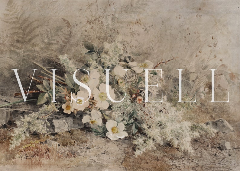 Moody Vintage Flower Print Neutral Floral Still Life Oil - Etsy