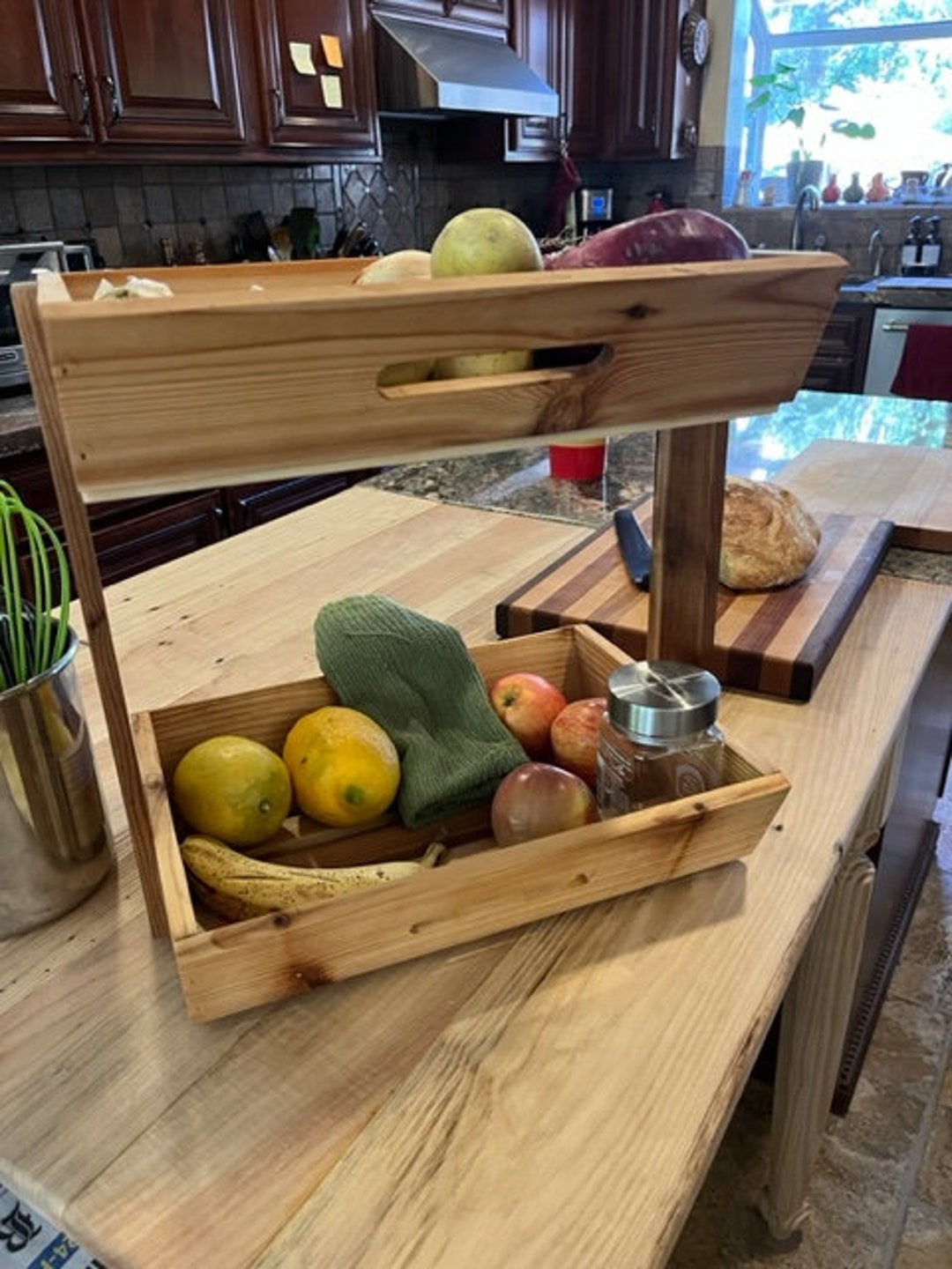 2 Tier Solid Cedar Wood Vegetable and Fruit Storage Rack - Etsy