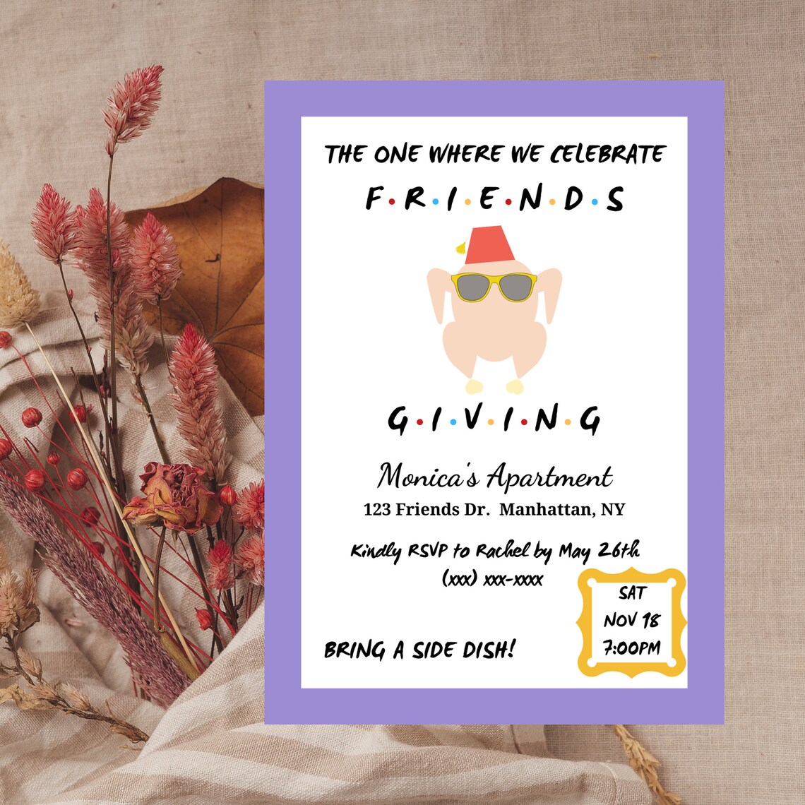 Friendsgiving Invitation Template | Friends TV Show | Editable Template ...