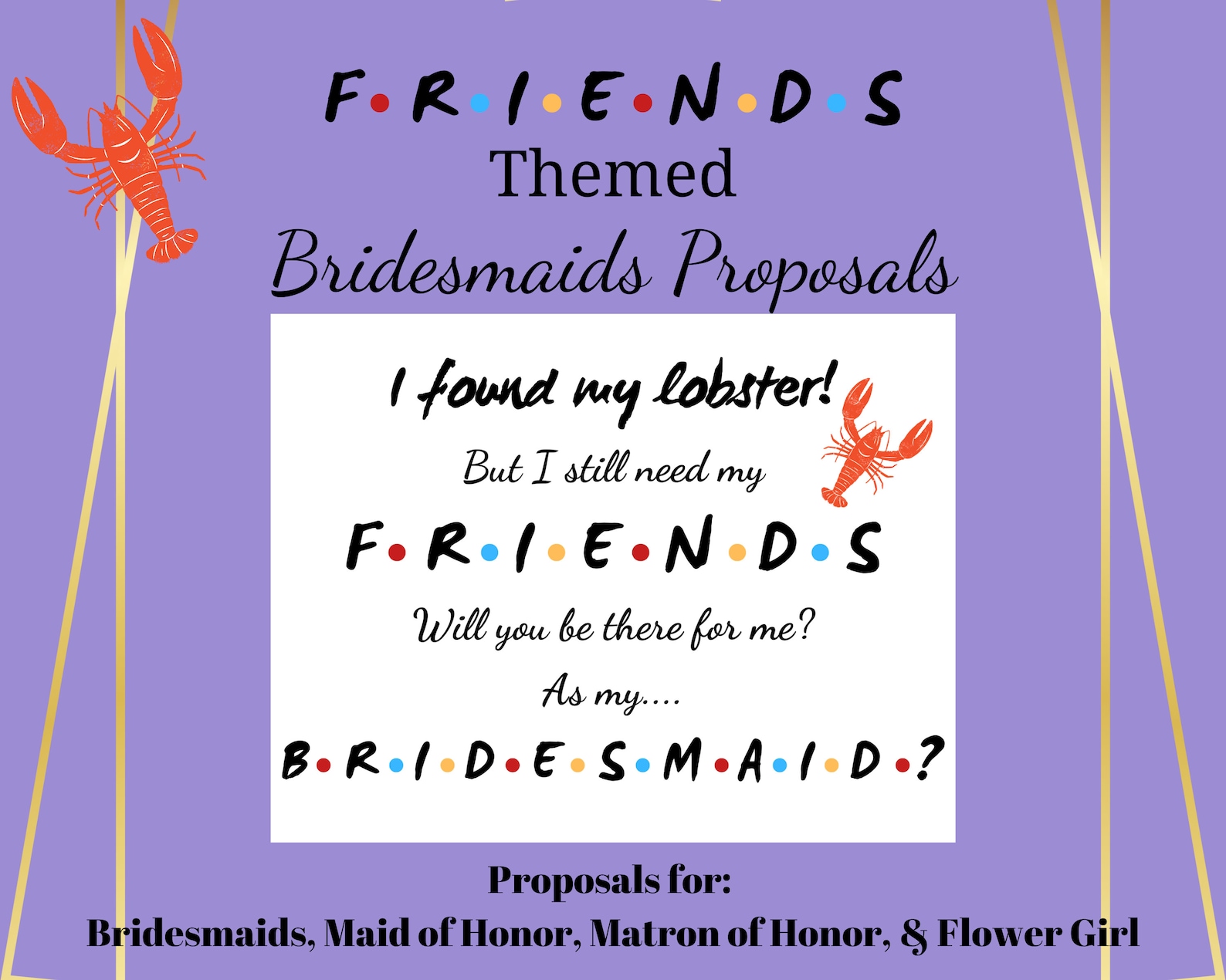 Friends Themed Bridesmaid Proposal Cards Friends TV Show - Etsy