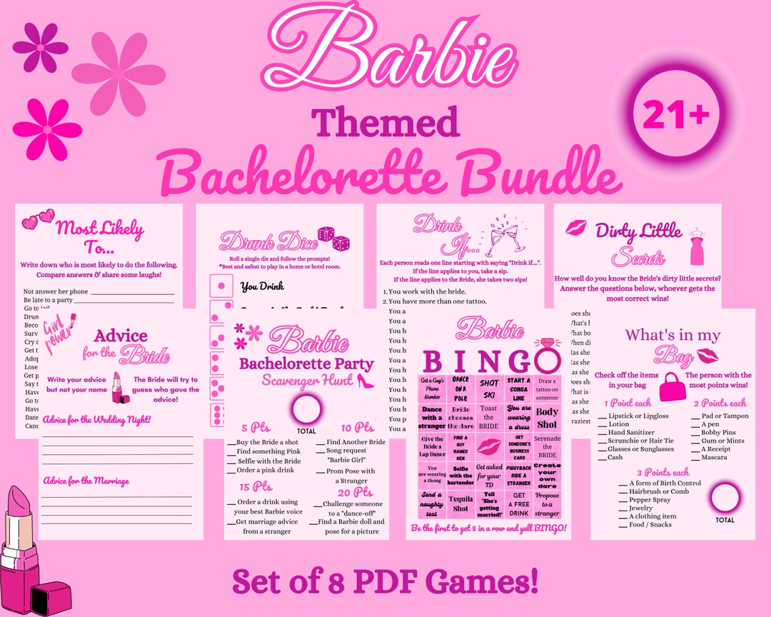 Barb Doll Themed Bachelorette Party Games Bundle | B A R B I E ...