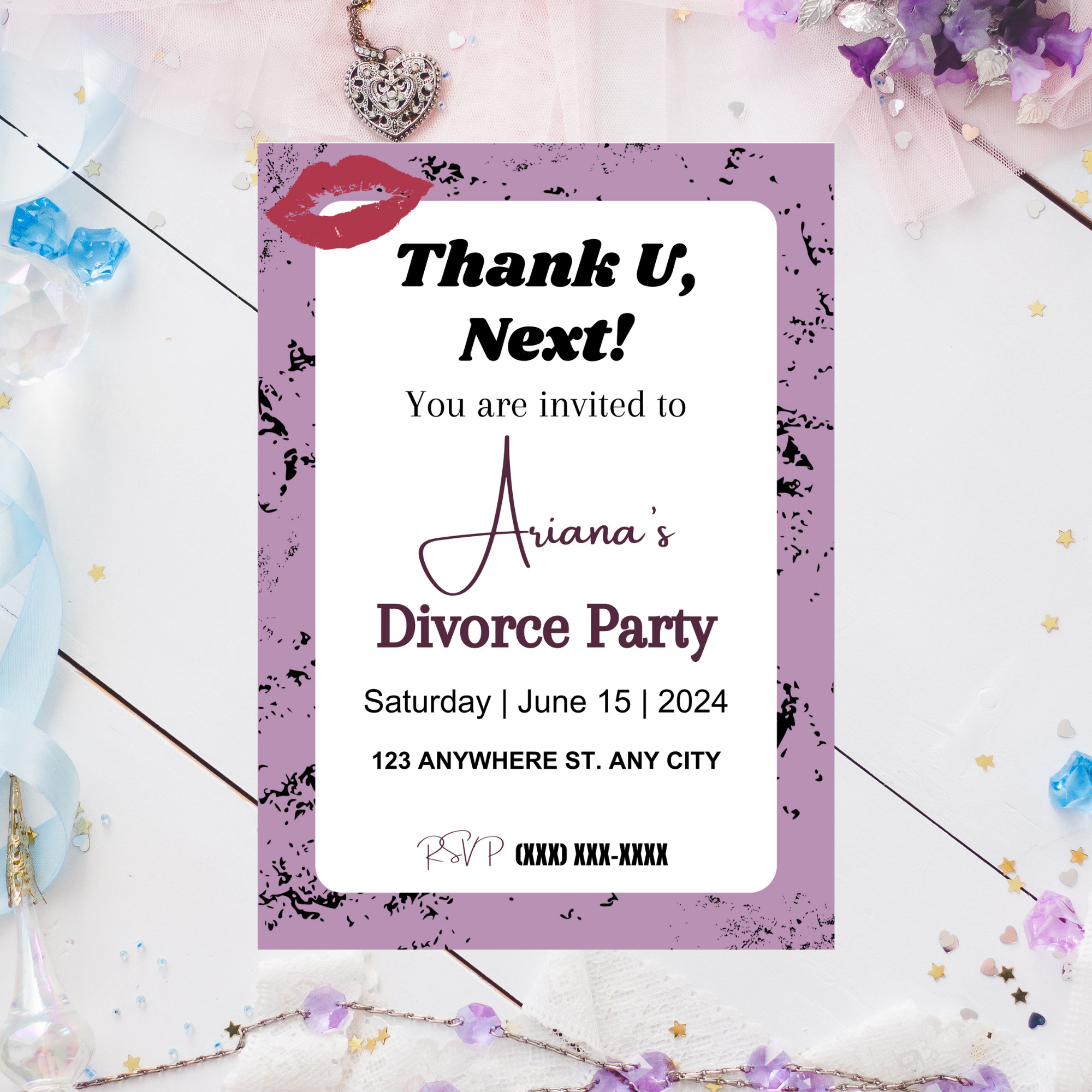 Thank U, Next Divorce Party Invitation Template | Arianators | Editable ...