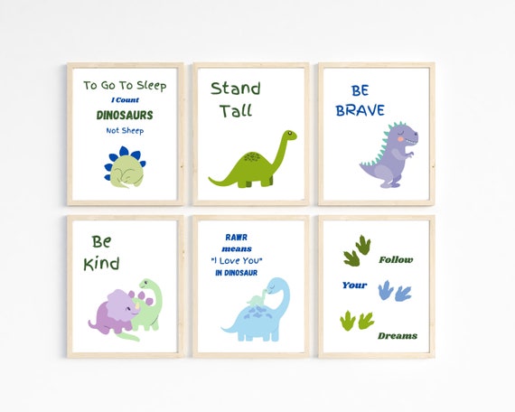 Dinosaur Themed PRINTABLE Wall Art for Nursery Decor - Etsy