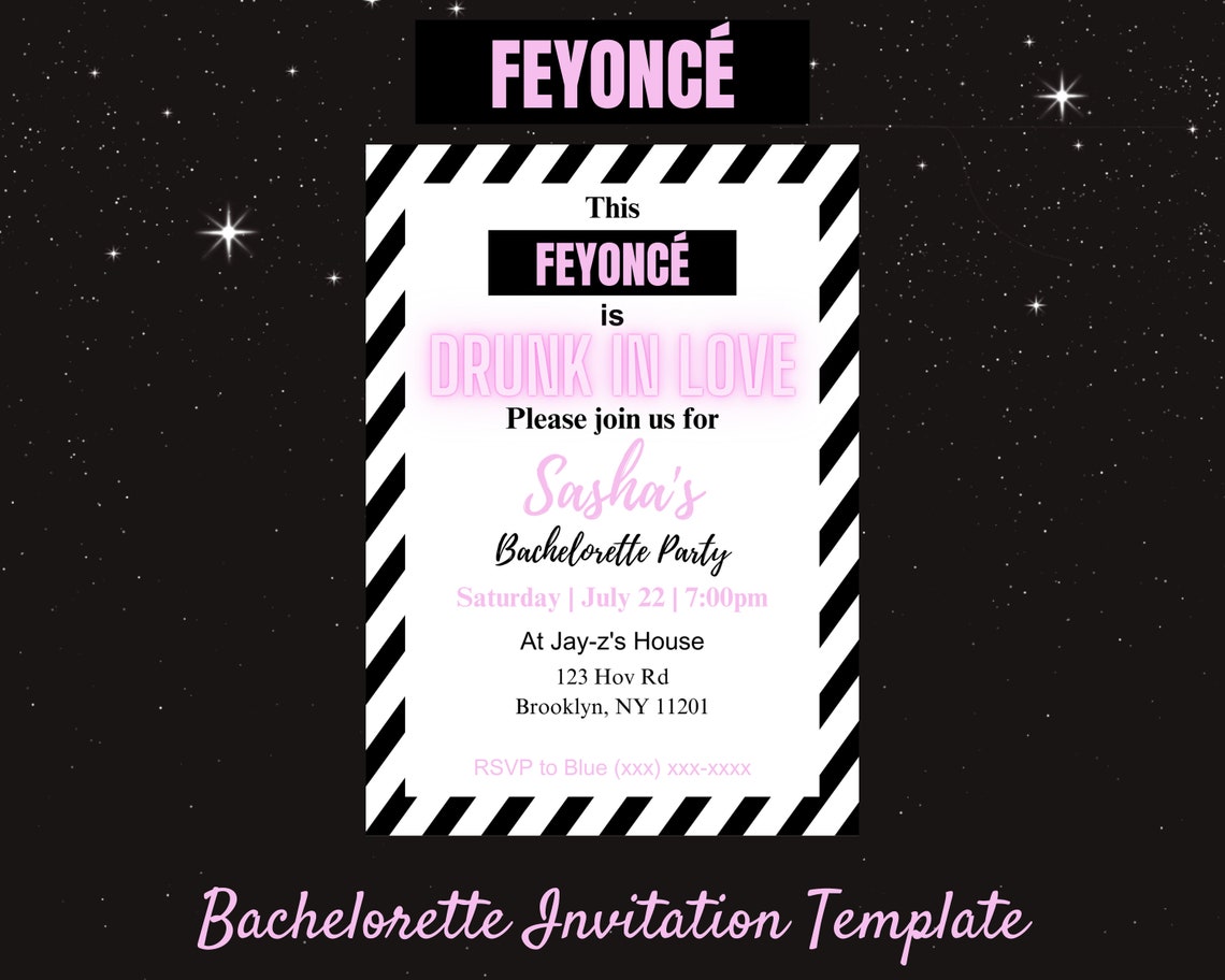 Feyoncé Bachelorette Party Invitation Template Editable in Canva ...