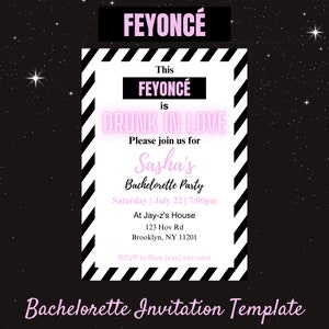 Feyoncé Bachelorette Party Invitation Template Editable in Canva ...