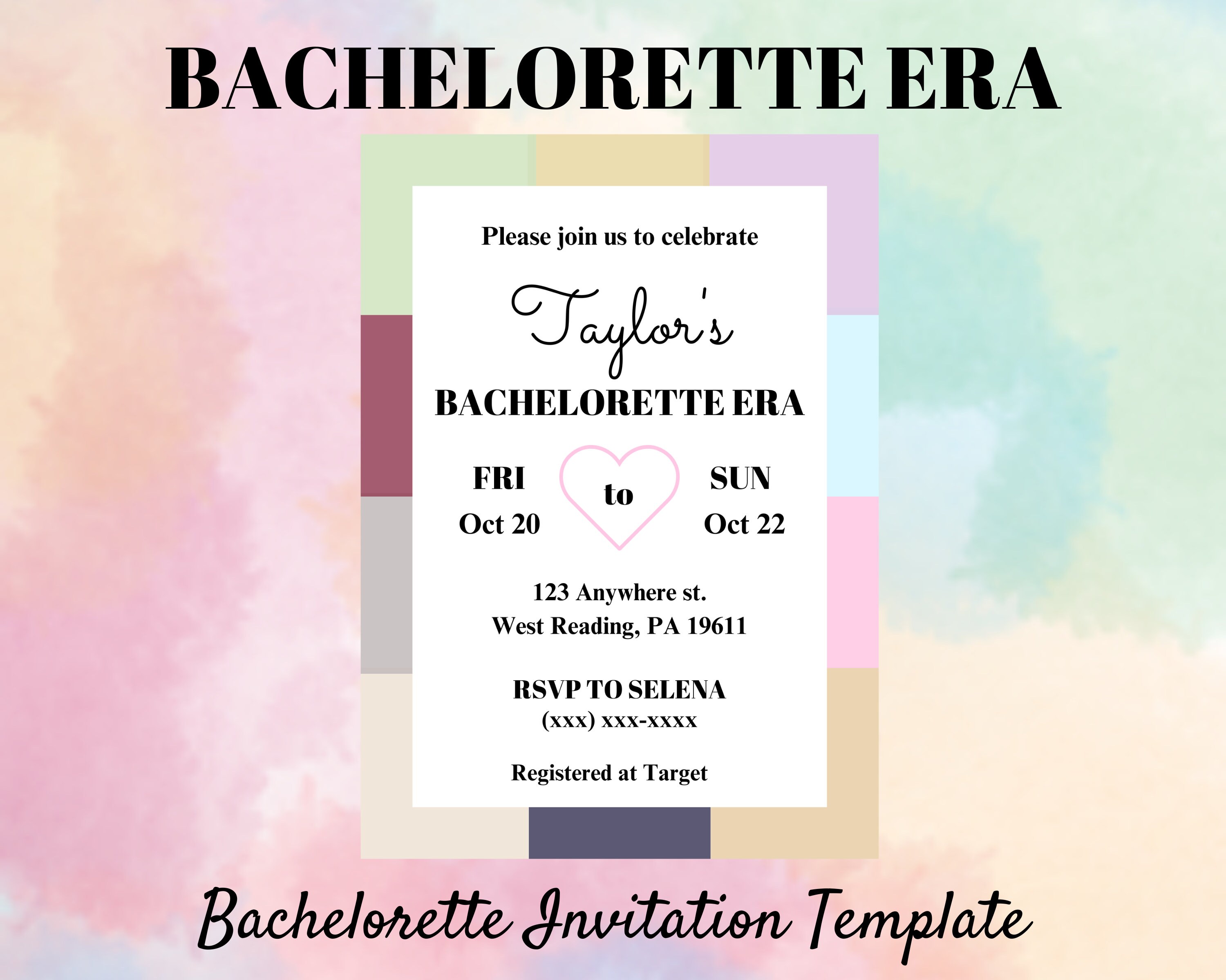 In My Bachelorette Era Party Invitation Template Swiftie Bride Era ...