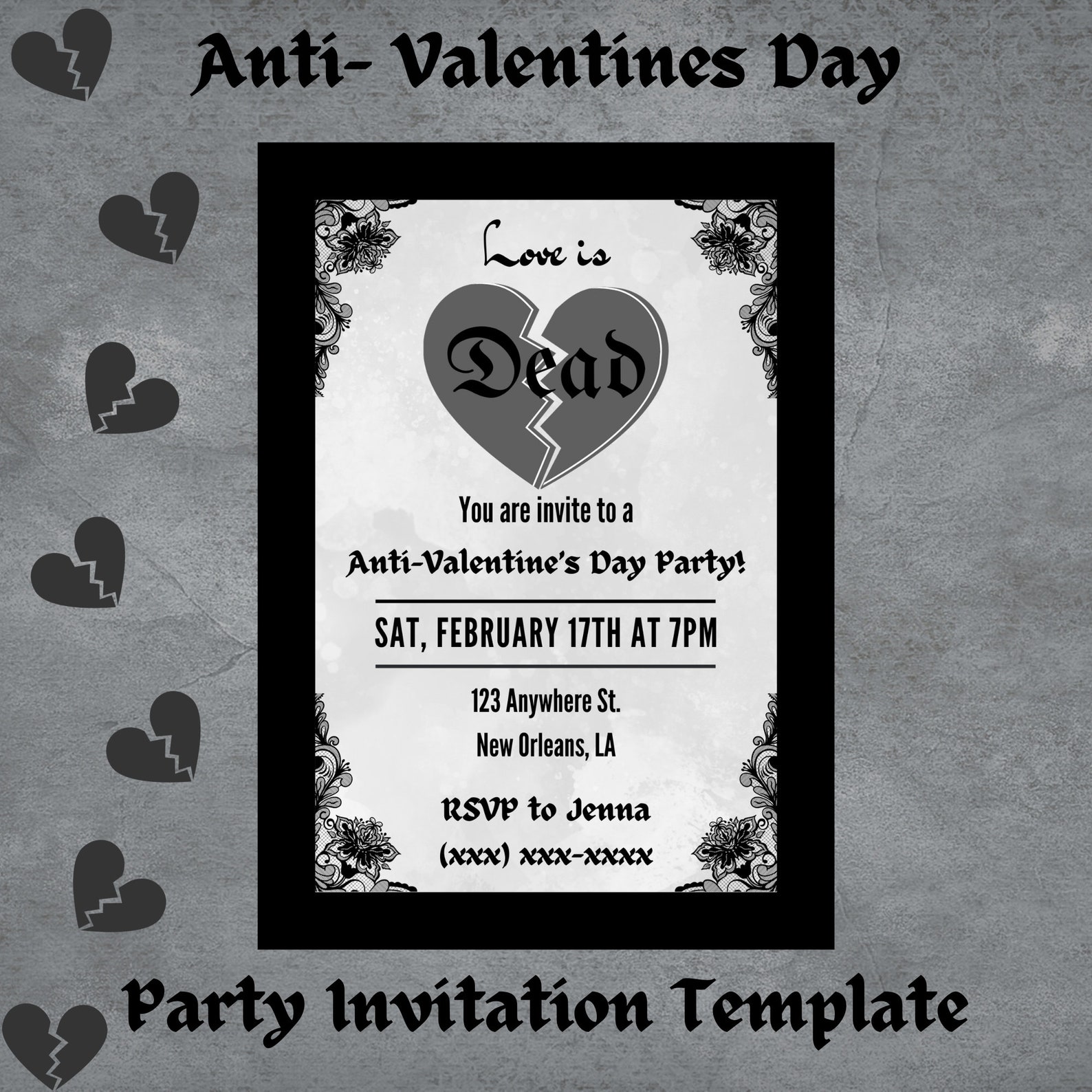 Anti-valentines Day Party Invitation Template | Valentines Day ...