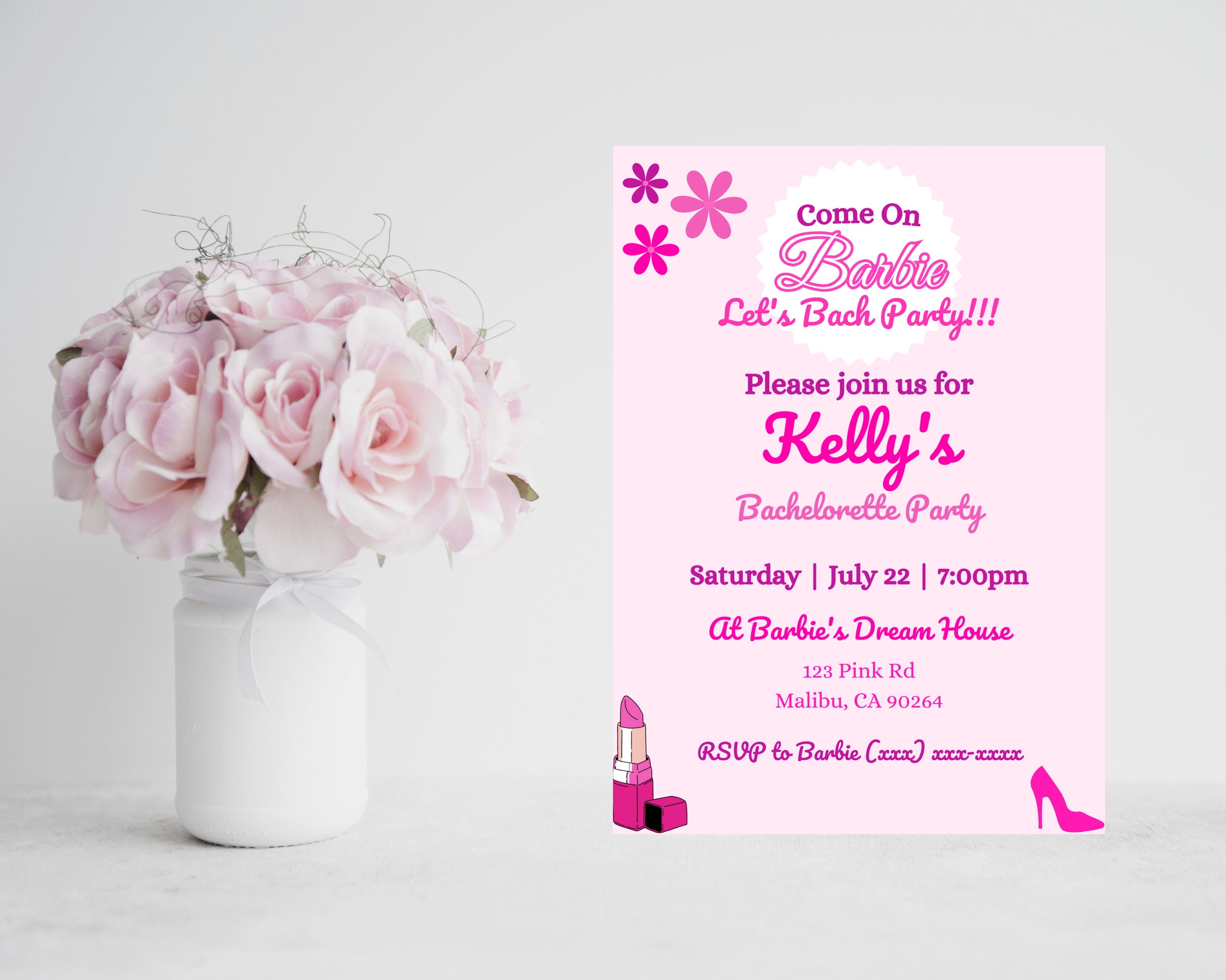 Barb Doll Themed Bachelorette Party Invitation Template | B A R B I E ...