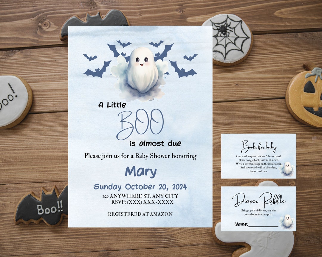 Baby BOY A Little Boo is Due Baby Shower Invitation Template | Fall ...