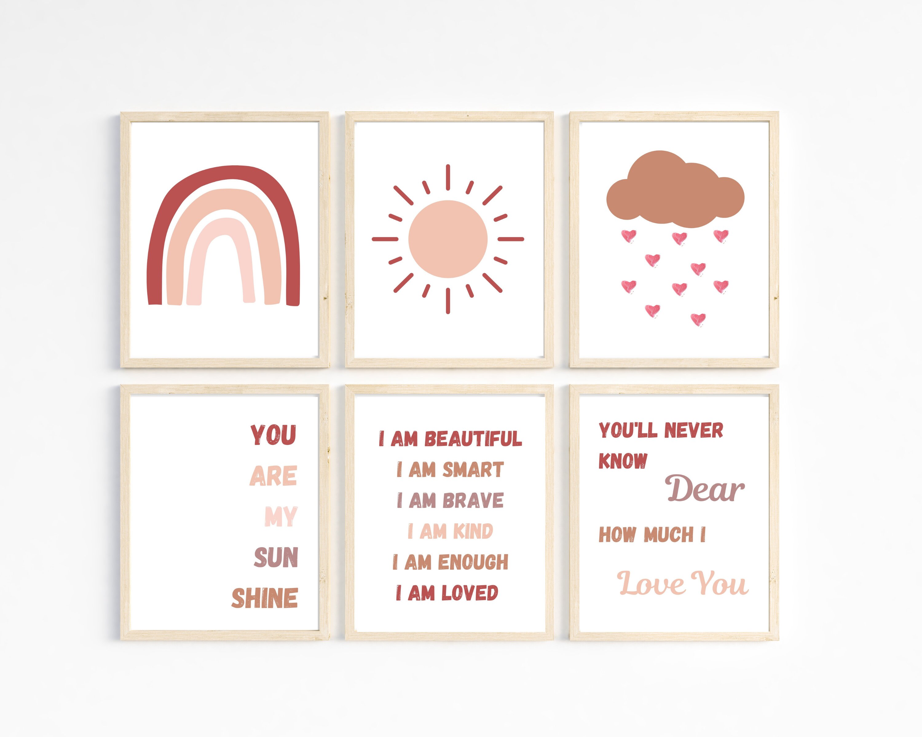 Boho Red Rainbow PRINTABLE Wall Art for Nursery Decor Kid's Room Decor ...